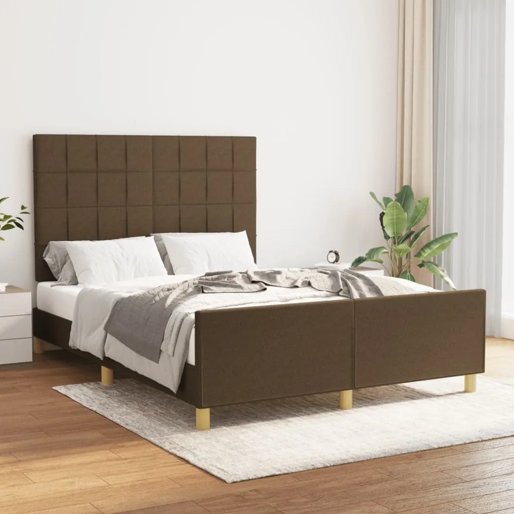 Rám postele bez matrace tmavě hnědý 140 x 190 cm textil 3125052