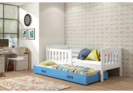 Dětská postel KUBUS s výsuvnou postelí 80x190 cm - bílá Ružové