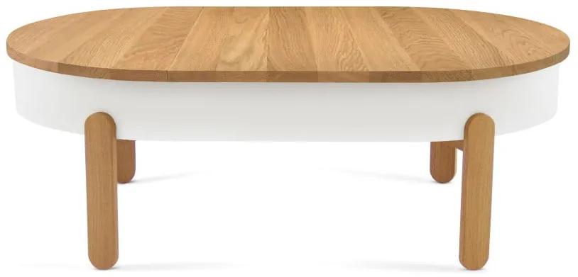 Přírodno-bílý odkládací stolek z dubového dřeva s úložným prostorem Woodendot Batea L
