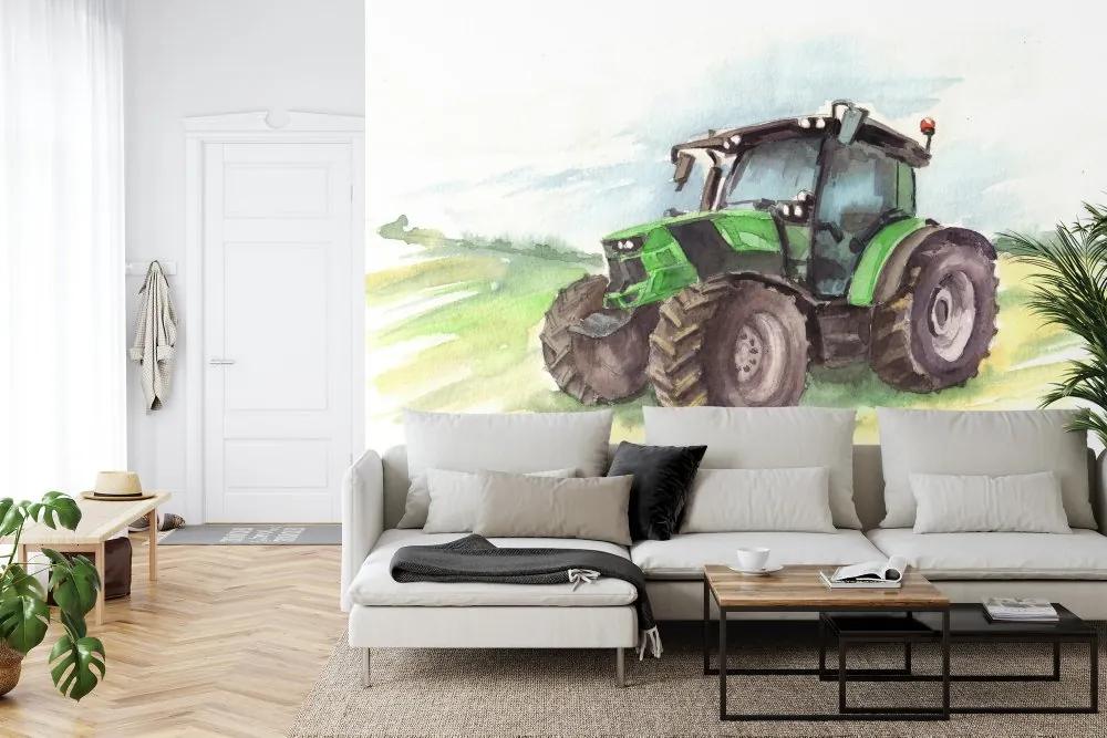 Fototapeta Traktor Malovaný Akvarelem Omyvatelný vlies 254x184
