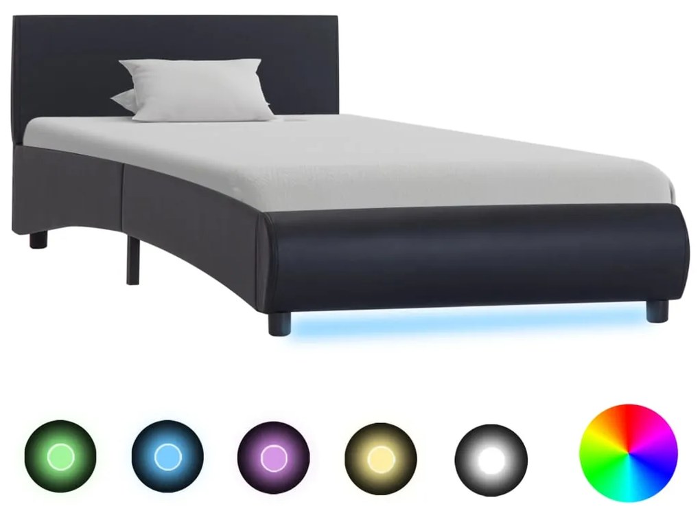 Rám postele s LED světlem černý umělá kůže 90 x 200 cm 285480
