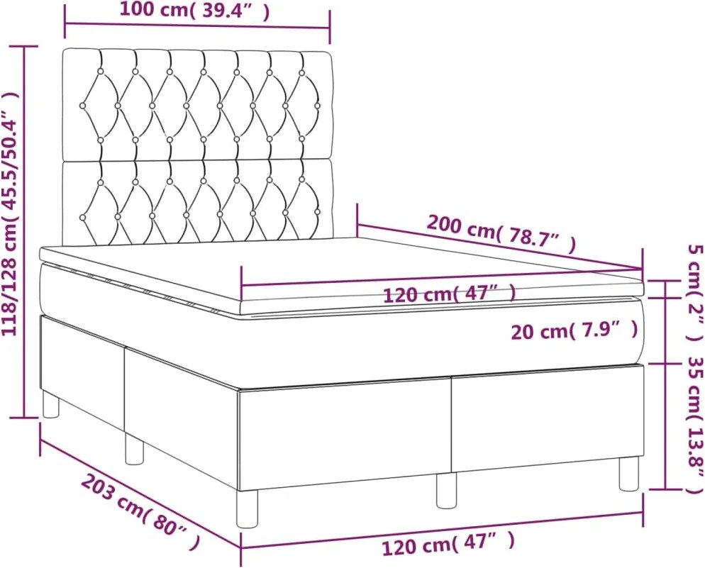 Box spring postel s matrací černá 120x200 cm textil 3142003