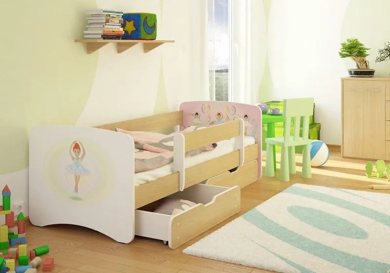 MAXMAX Dětská postel BALETKA funny 180x90 cm - bez šuplíku