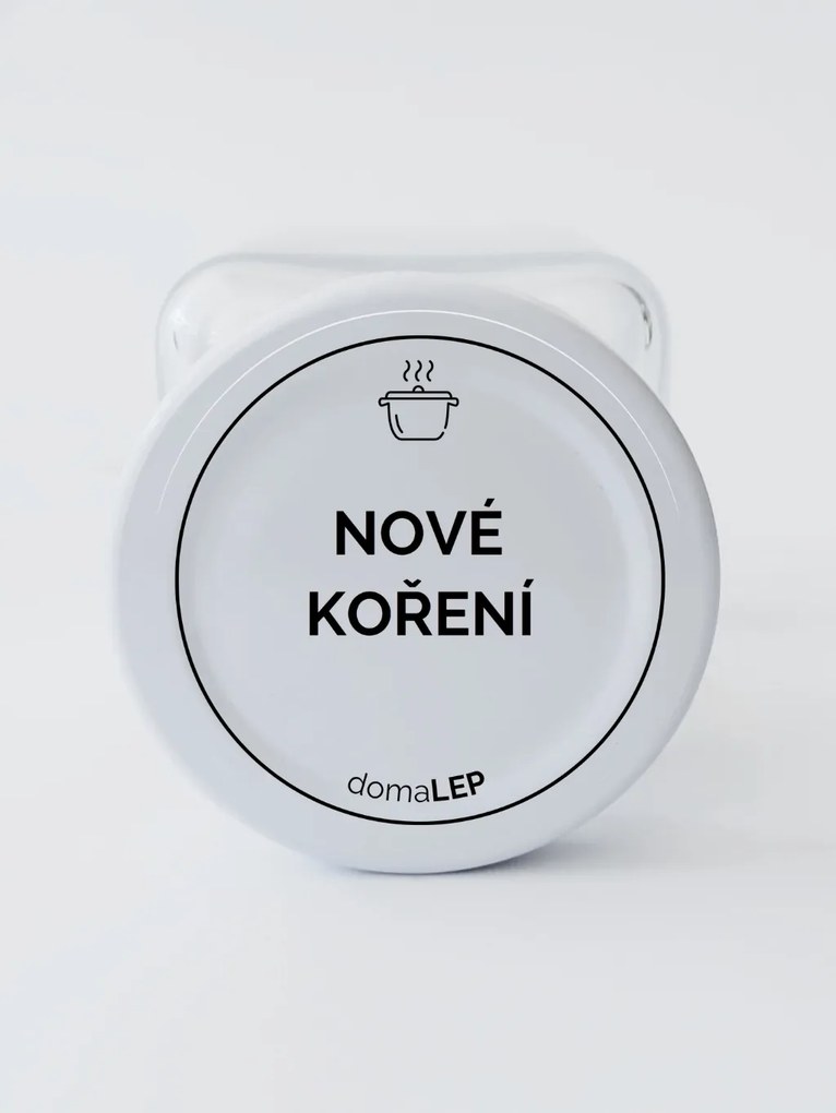 Samolepka na kořenky NOVÉ KOŘENÍ průhledná 5 cm tučné písmo