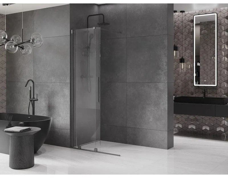 Mexen Velar, posuvné dveře typu Walk-in 70x200 cm, 8mm čiré sklo, grafitová matná, 871-070-000-03-66