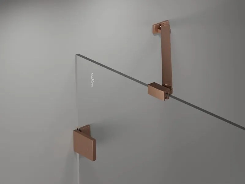 Mexen Lunar-F sklopné sprchové dveře levé 150 cm, průhledné, kartáčovaná měď - 836S-150-050-65-00-L