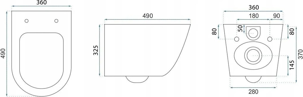 Rea Carlo Mini, závěsná WC mísa Tornado 490x360x370 mm, černá-zlatá strukturovaná, REA-C4330