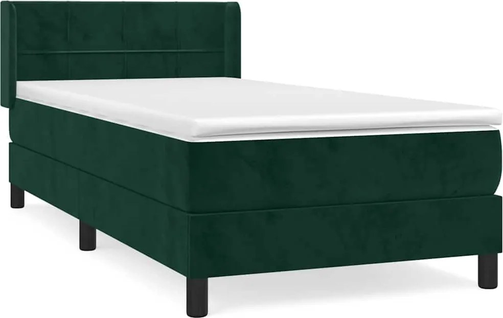 Box spring postel s matrací tmavě zelená 90x190 cm samet 3130934