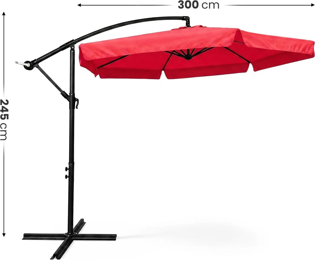 Zahradní slunečník CYNIA s boční nohou 300 cm červený