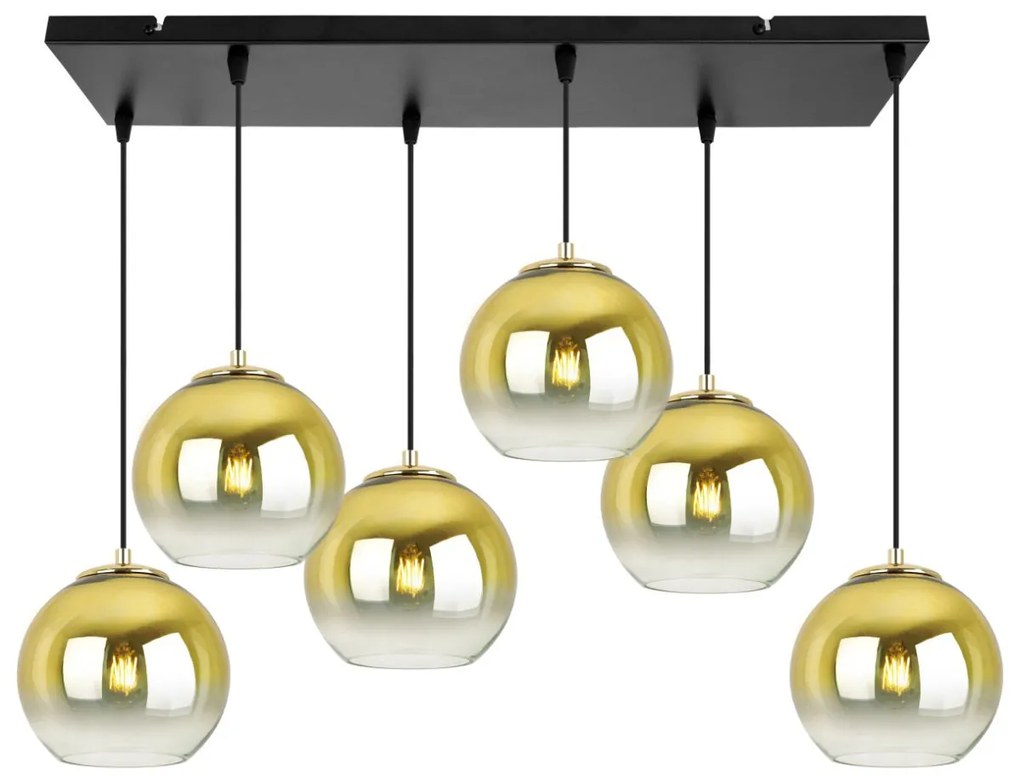 Závěsné svítidlo Bergen Gold, 6x zlaté/transparentní skleněné stínítko (fi 15cm)