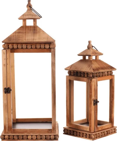 Set dvou dřevěných luceren hnědý DA211 BR (2 ks)