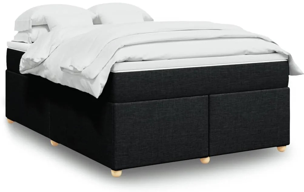 Box spring postel s matrací černá 160x200 cm textil 3285389