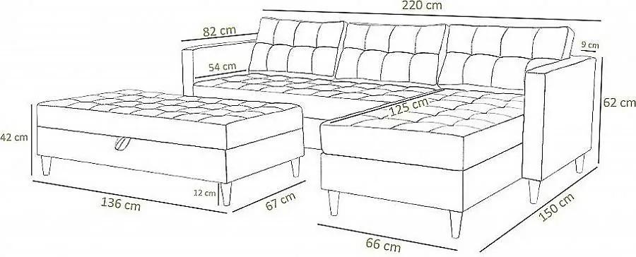 Casarredo - Komfort nábytek Rohová sedačka a taburet FELICIA výběr látek SK3 | potah: matt velvet 09
