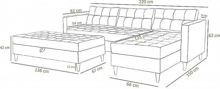 Casarredo - Komfort nábytek Rohová sedačka a taburet FELICIA výběr látek SK3 | potah: matt velvet 83