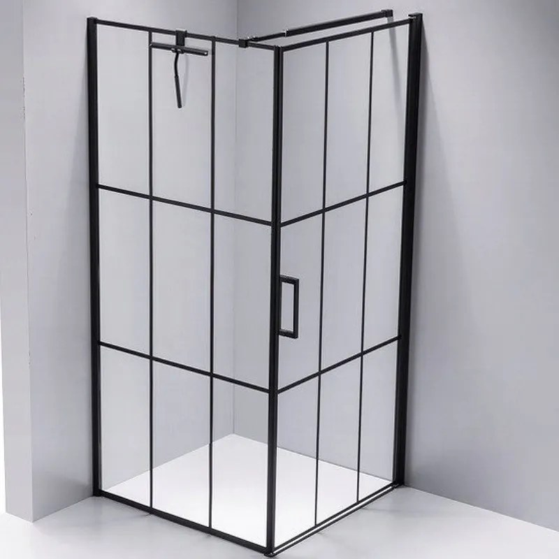 BPS-koupelny Čtvercový sprchový kout HYD-SK13B 90x90 černá/transparent - bez vaničky