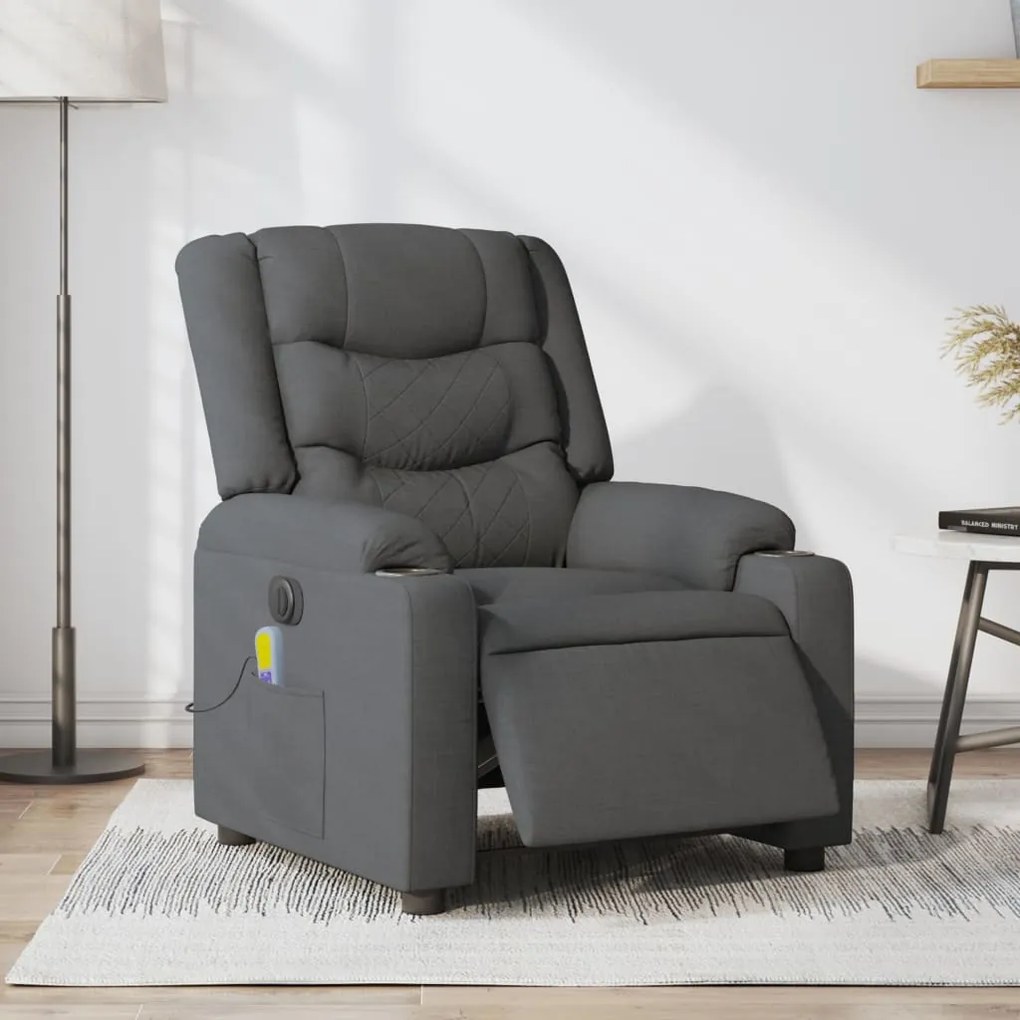 Elektrické masážní polohovací křeslo tmavě šedé textil 3206571