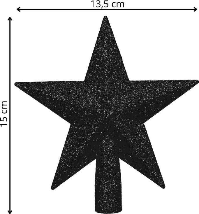 Hvězda na stromeček 15cm třpytivá černá, vánoční ozdoba