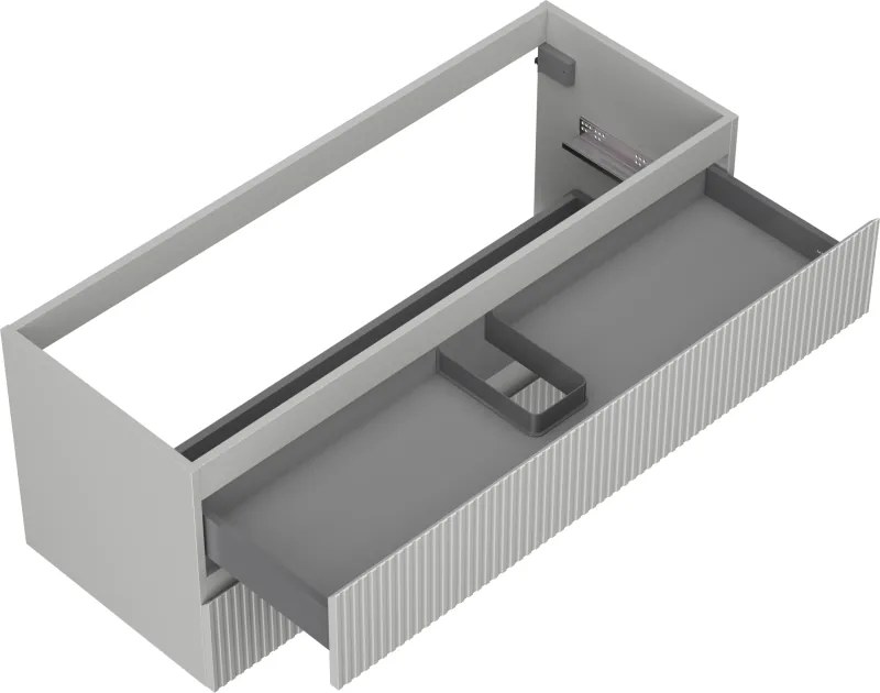 Mexen Rivel, koupelnová skříňka pod umyvadlo 120 cm, 2 zásuvky, drážkovaná, matná šedá, 91A20-12047-2-BFF62