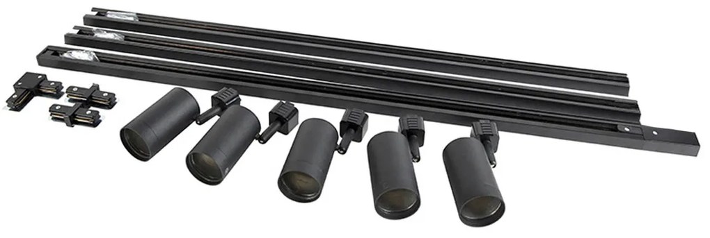 Moderní kolejnicový systém s 5 bodovými světly černý 1-fázový - Iconic Jeana