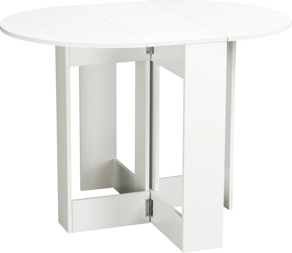 Skládací jídelní stůl HOMCOM s 2 sklápěcími křídly, skládací stůl pro 2-4 osoby 104x76x73,7 cm Bílý