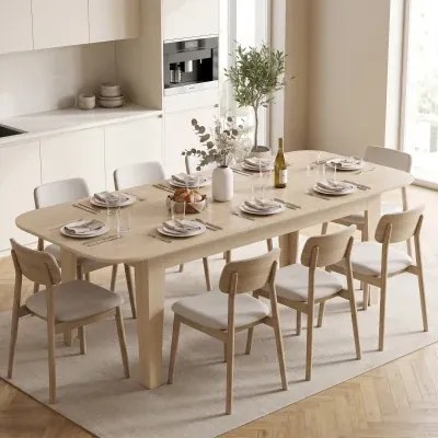 HOMCOM oválný rozkládací jídelní stůl, 140-180 cm, dub