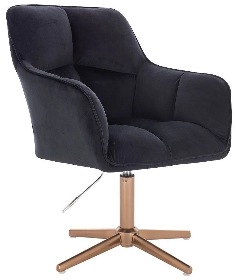 LuxuryForm DESIGN Otočné křeslo AMALFI VELUR na zlatém kříži - černé