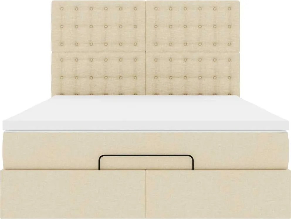 Osmanský rám postele s matrací krémově 140x190cm textil 3313325