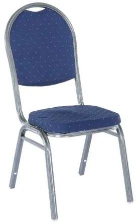 Židle, stohovatelná, látka tmavě modrá/šedý rám, JEFF
