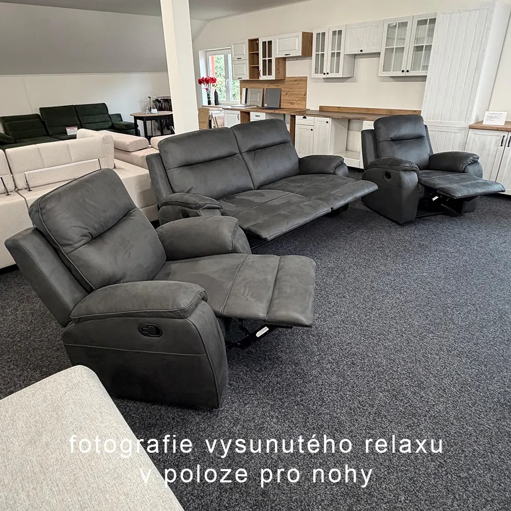 Sedací sestava MALAGA 2,5+1+1 s FUNKCÍ RELAX | hnědá látka