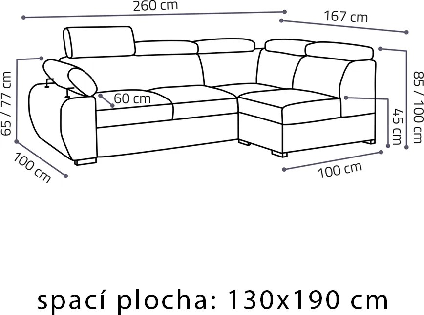 Sedací souprava BASTON | 260x167 cm | rozkládací + úložný prostor | VÝBĚR TKANIN