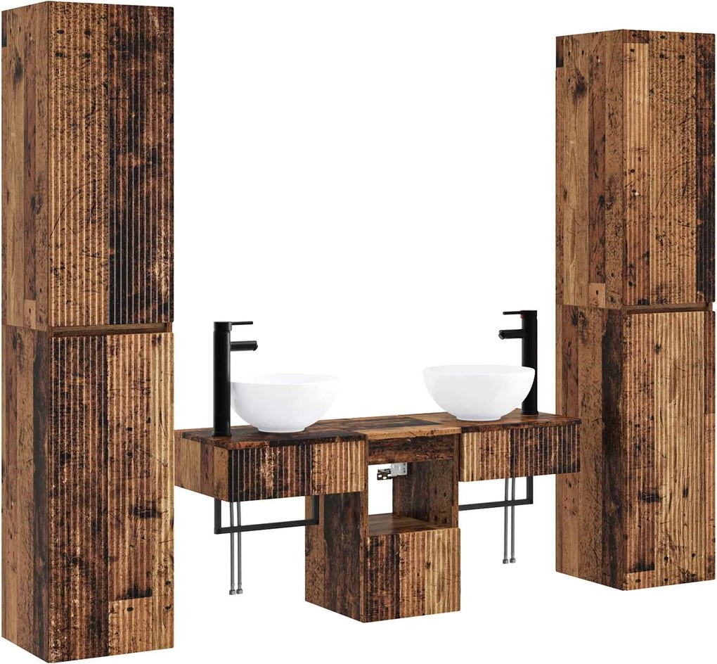 Sada koupelnového nábytku 5 ks Staré dřevo 33 x 34,5 x 160 cm 3406011
