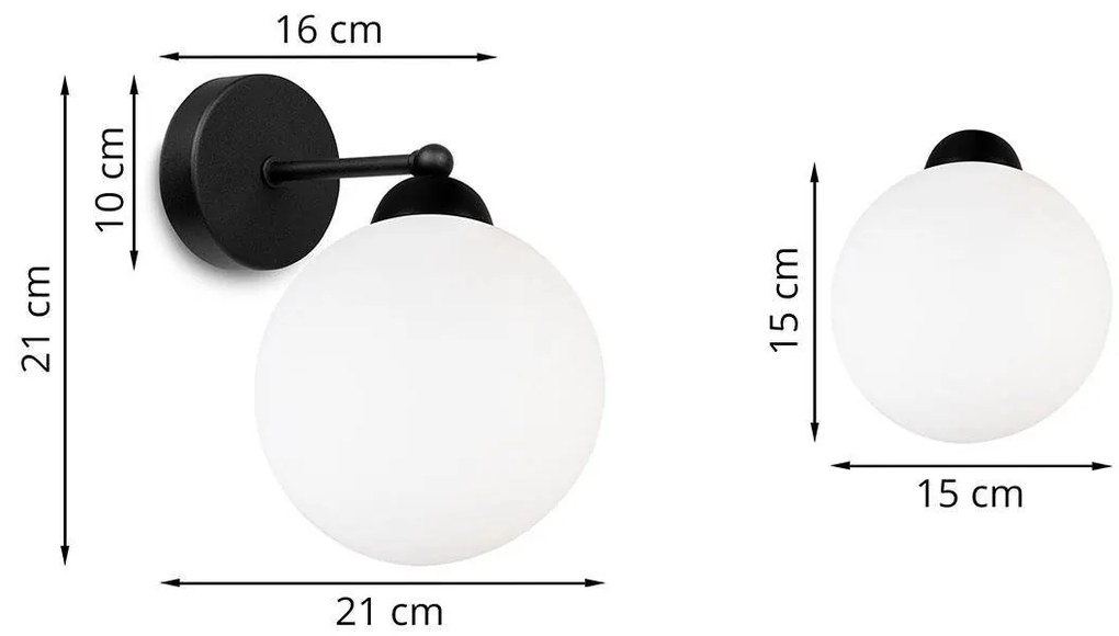 Nástěnné svítidlo Florence 1, 1x bílé skleněné stínítko