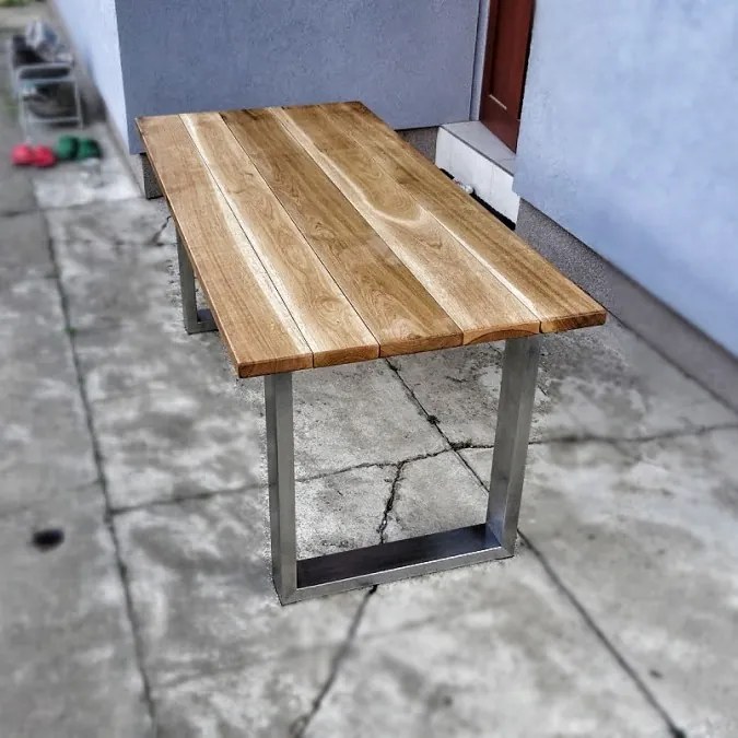 KULHÁNEK Zahradní stůl s nerezovou podnoží Odstín nátěru: olej - bezbarvý, Velikost desky: 150x80 cm