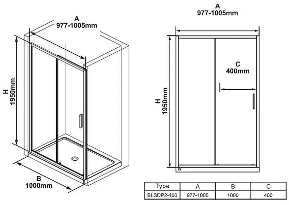 Ravak Blix Slim Sprchové dveře 100 cm, černá/čiré sklo BLSDP2-100BT X0PMA0300Z1