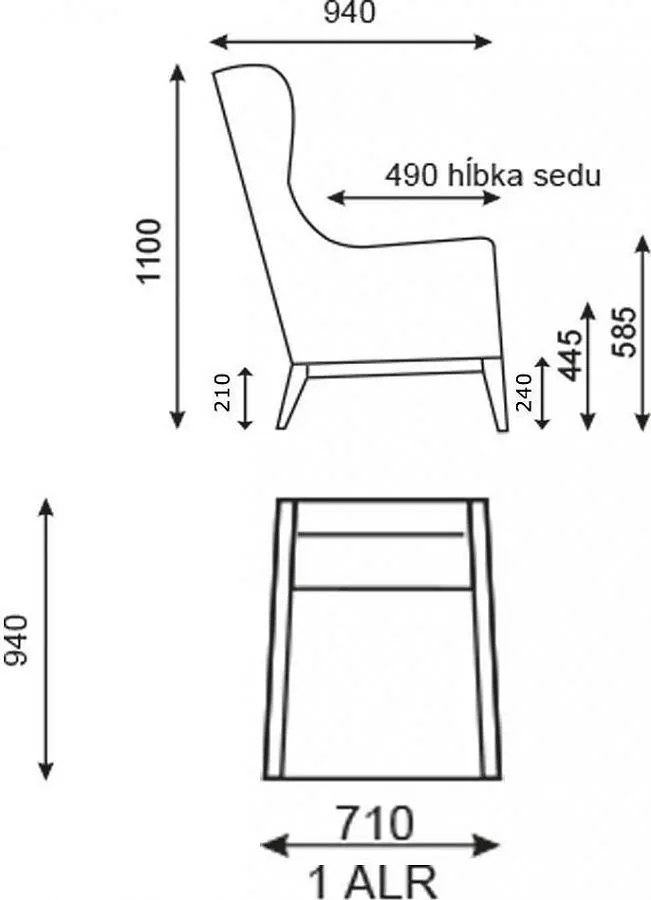 Dřevona - Elitte Křeslo Ušák AVA HOLLY 1ALR SORO 97