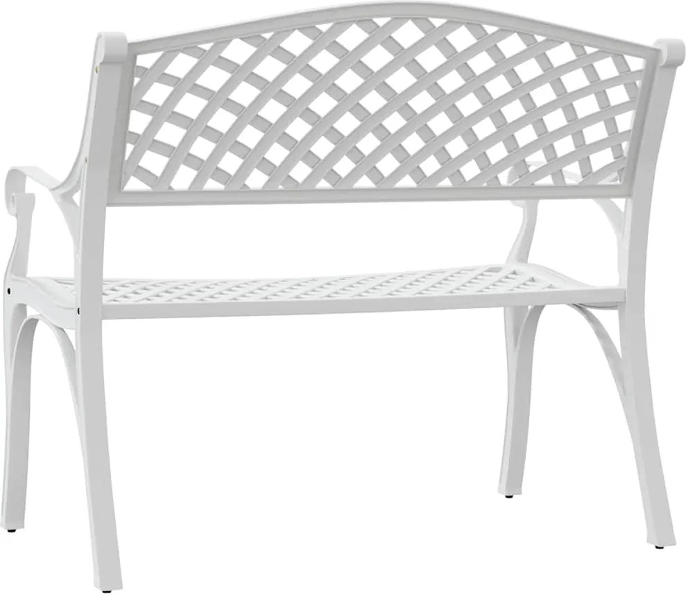 Zahradní lavice 102 cm litý hliník bílá 317746