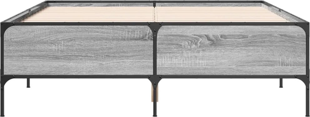 Rám postele šedý sonoma 120 x 190 cm kompozitní dřevo a kov 3279820