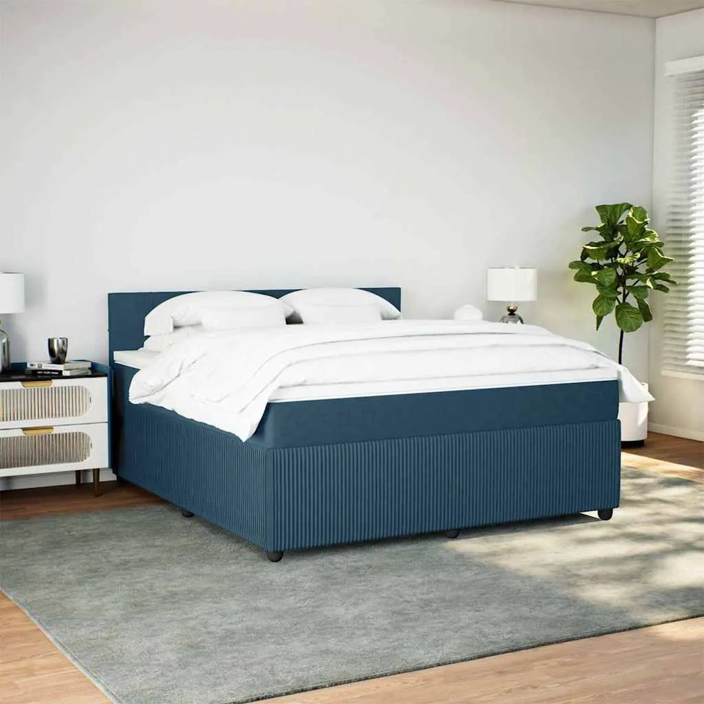 Box spring postel s matrací modrá 180 x 200 cm samet 3290110