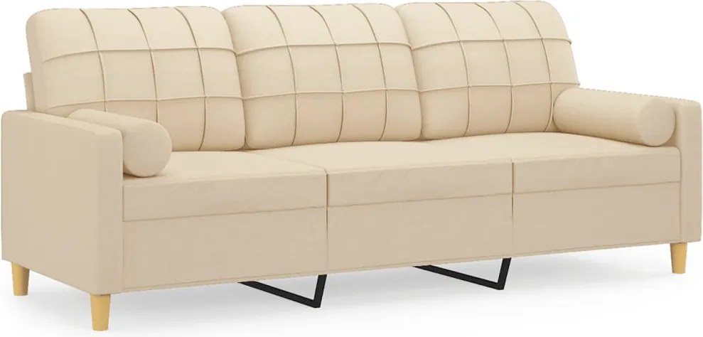 3místná pohovka s polštáři krémová 180 cm textil 3200792