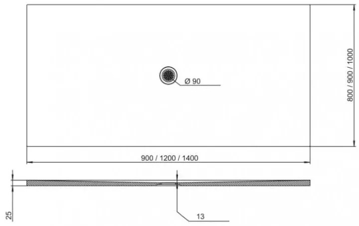 Polimat Obdélníková sprchová vanička Fresco 90x80 (120x80, 100x100, 120x100, 140x100) Mat Barva: Bílá, mat, Rozměry (cm): 140x100