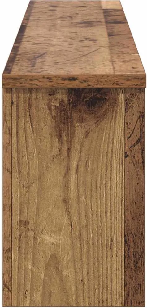 věšák, nástěnný, 5 poliček, háčky, kompozitní dřevo, 26x100x16 cm, staré dřevo, Dekorino TK20260022