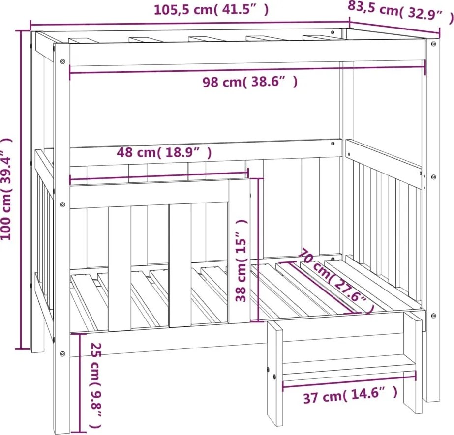 vidaXL Pelíšek pro psy 105,5x83,5x100 cm masivní borovice [822388] Barva: Šedá