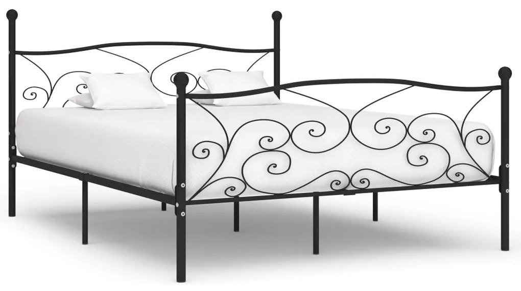 284459 vidaXL Rám postele s laťkovým roštem černý kov 180 x 200 cm