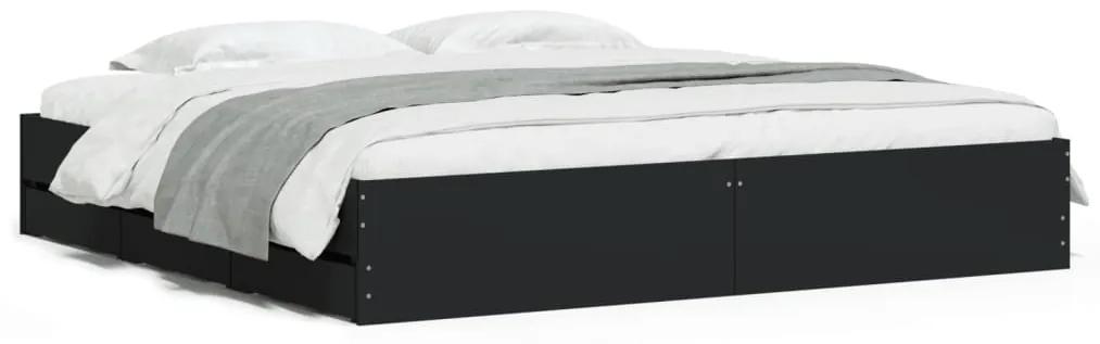 vidaXL Rám postele se zásuvkami černý 180 x 200 cm kompozitní dřevo