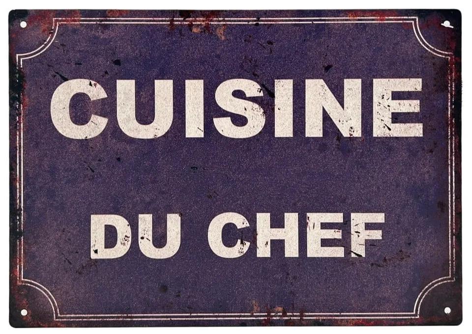 Kovovo-skleněná cedule 30x21 cm Cuisine Du Chef – Antic Line