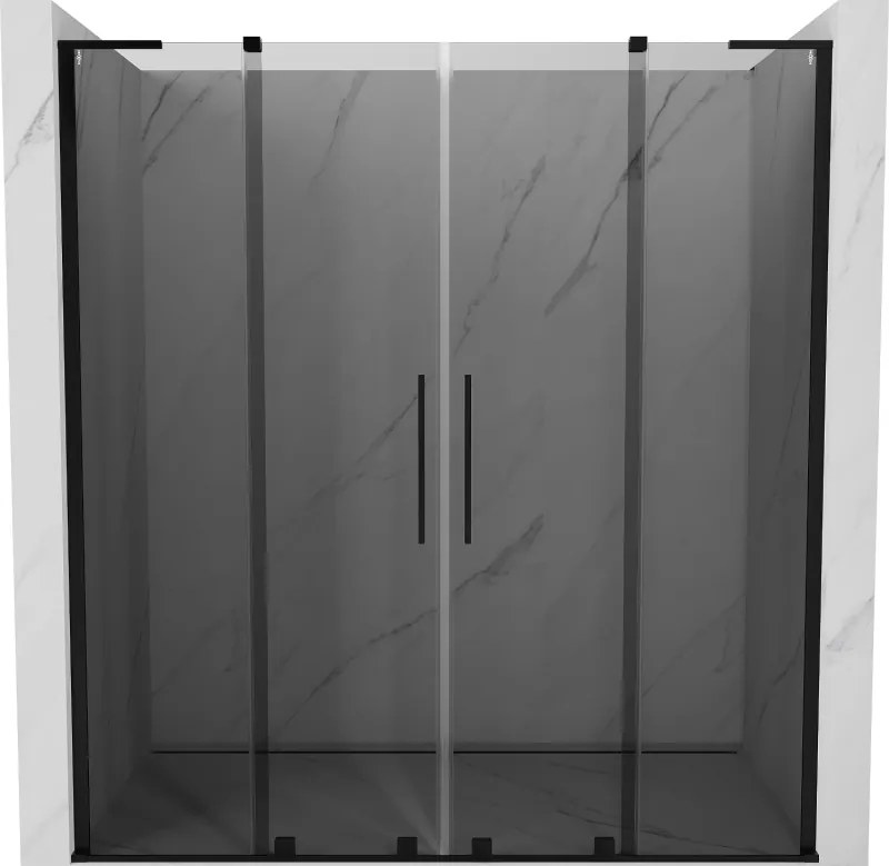 Mexen Velar L Duo, posuvné sprchové dveře do otvoru 200 cm, 8mm šedé sklo, černá matná, 871-200-003-42-70