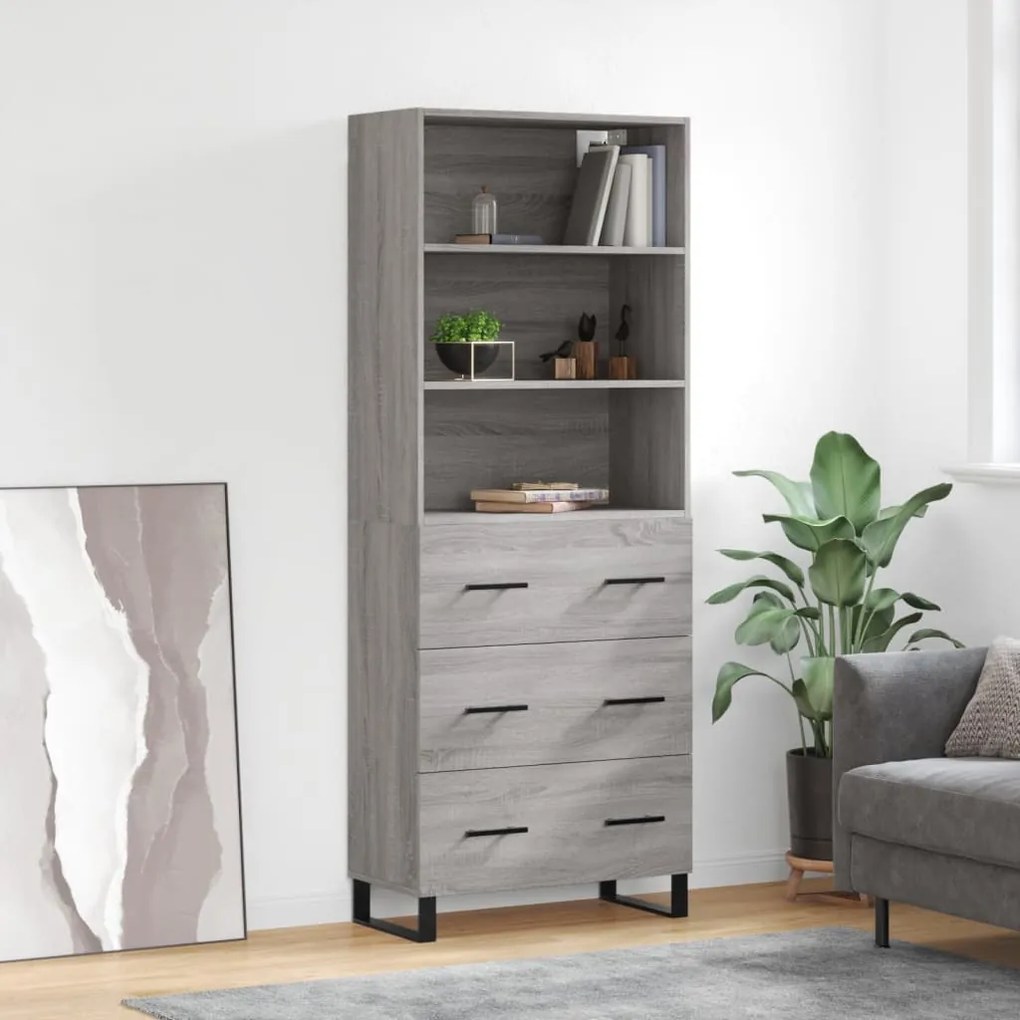 Skříň highboard šedá sonoma 69,5 x 34 x 180 cm kompozitní dřevo