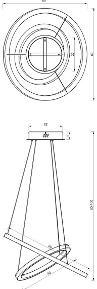 LED Lustr na lanku GALAXIA LED/46W/230V zlatá