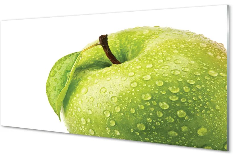 akrylový obraz Jablko zelená vodní kapky 125x50 cm