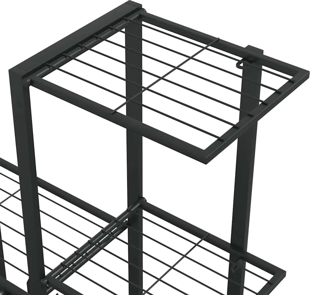 Stojan na květiny na kolečkách 94,5 x 25 x 92,5 cm černý kov 336114